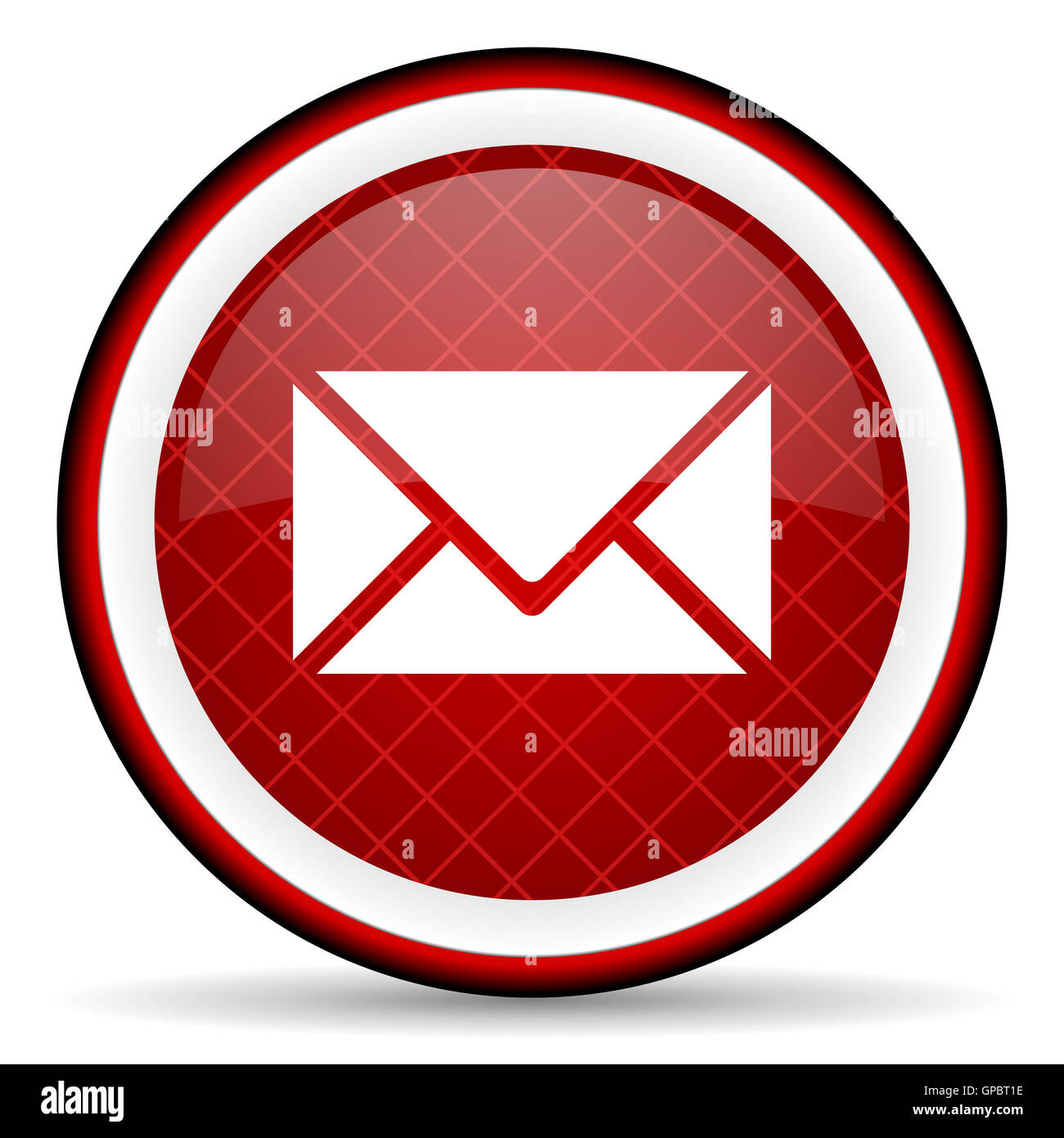 mail red glossy icon on white background Stock Photo - Alamy