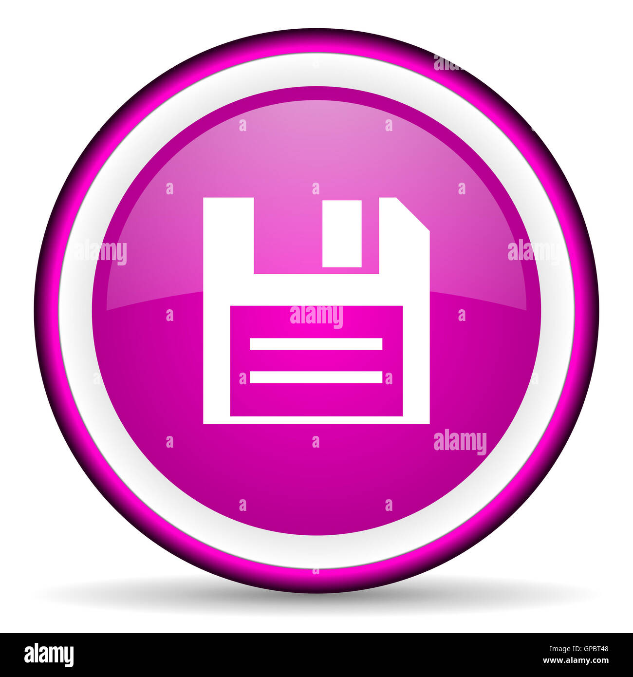 disk violet glossy icon on white background Stock Photo - Alamy
