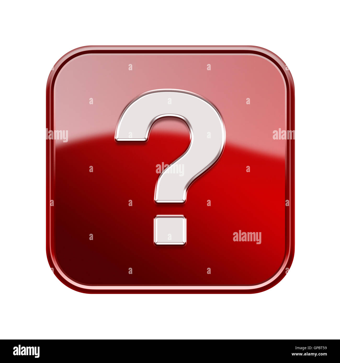 Help icon glossy red, isolated on white background Stock Photo - Alamy
