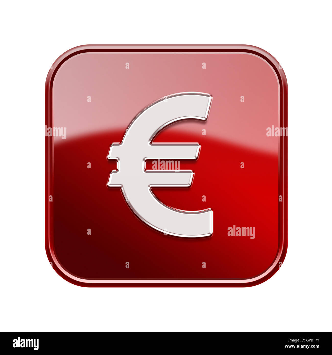 Euro icon glossy red, isolated on white background Stock Photo - Alamy