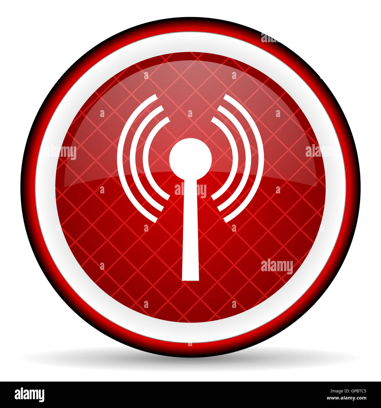 wifi red glossy icon on white background Stock Photo - Alamy