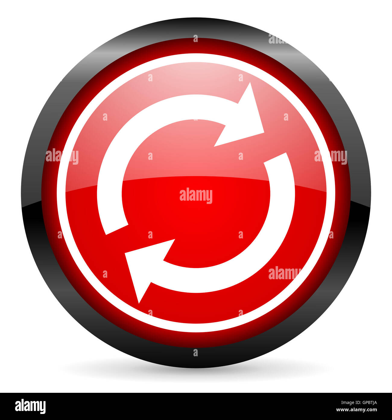 reload round red glossy icon on white background Stock Photo - Alamy