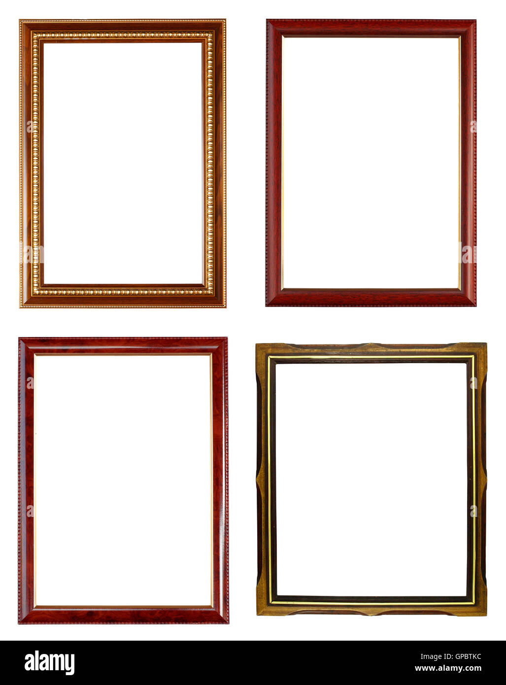 four wooden frame on white background Stock Photo - Alamy