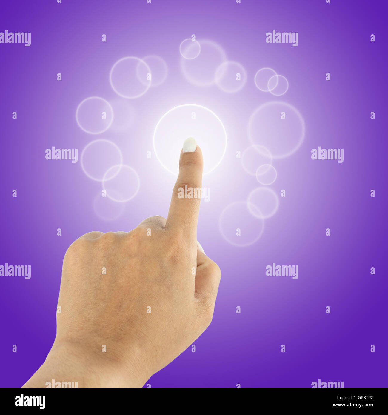 women hand pushing button Stock Photo - Alamy