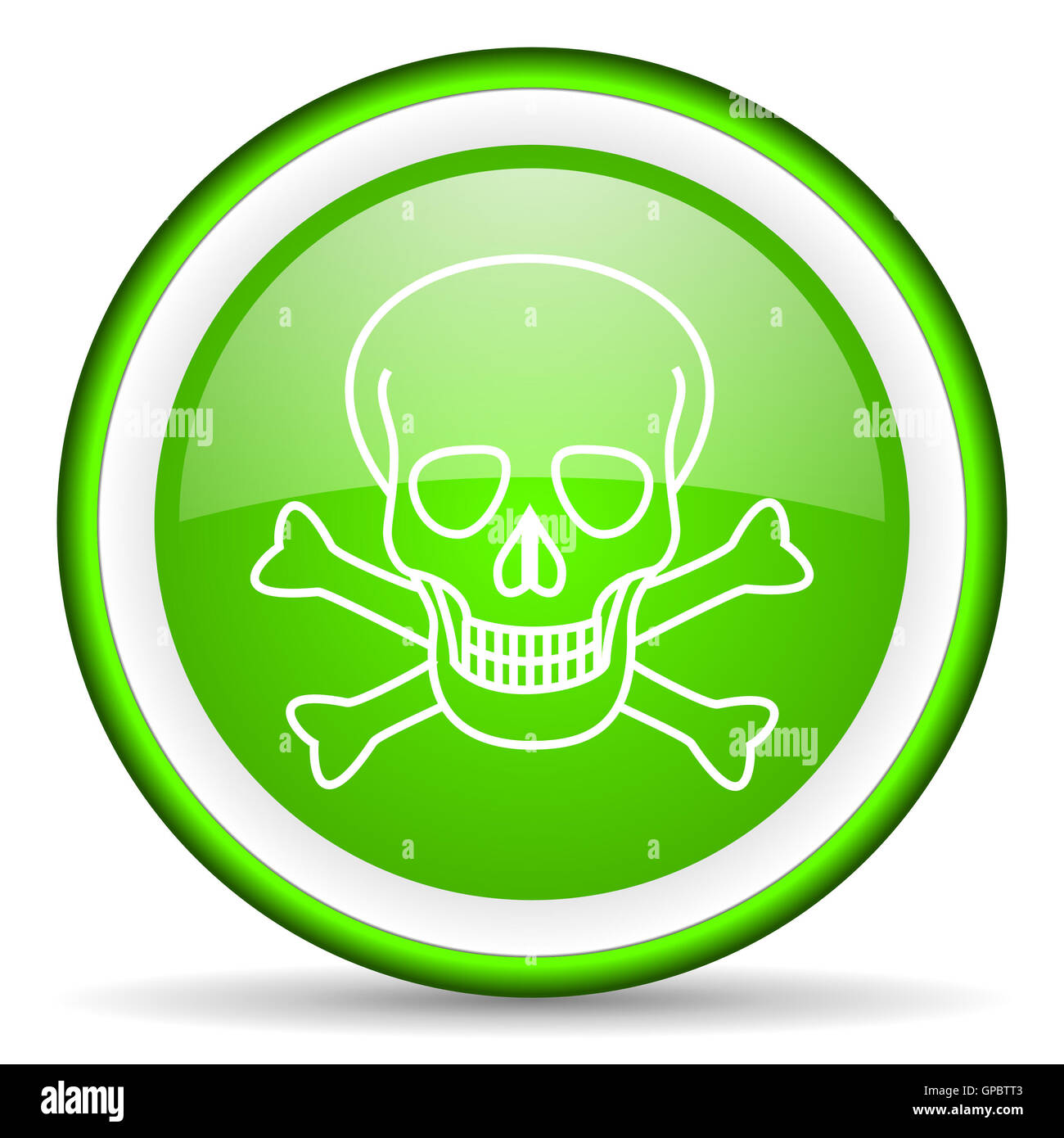 skull green glossy icon on white background Stock Photo - Alamy