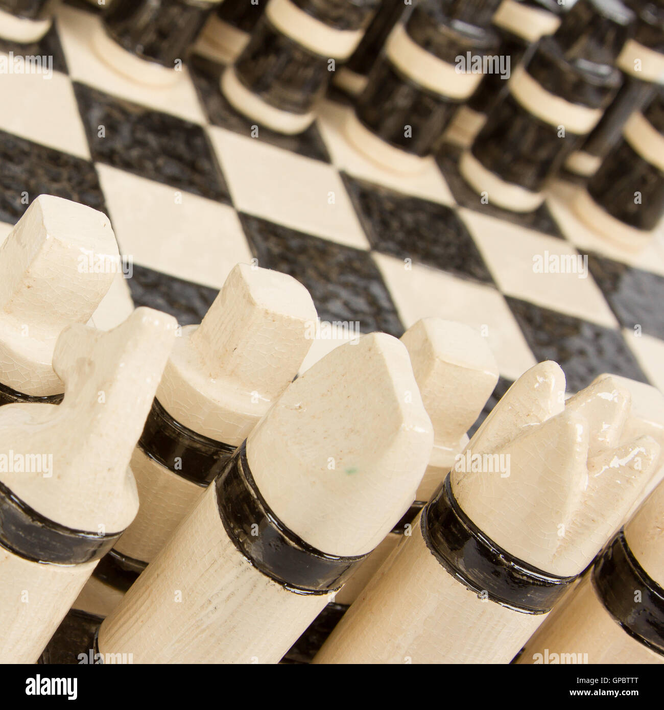 Unique handmade chess set (pottery), isolated Stock Photo - Alamy