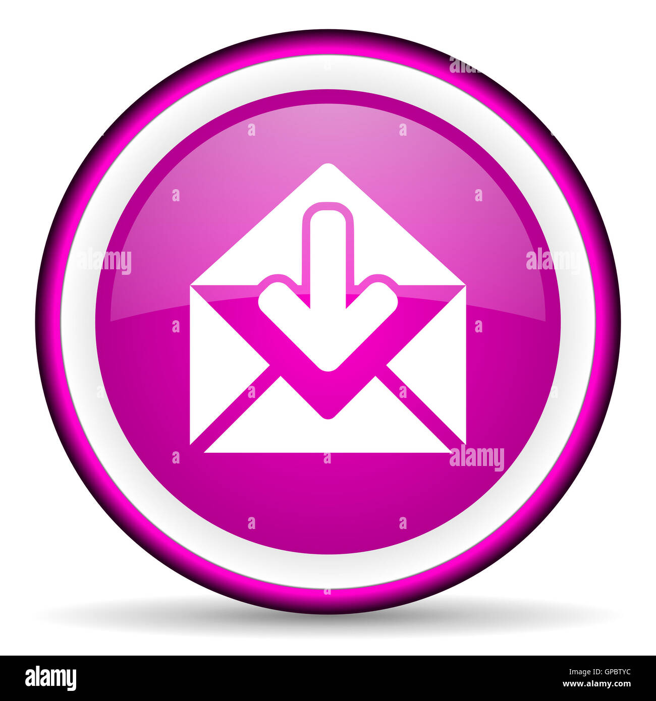 mail violet glossy icon on white background Stock Photo - Alamy