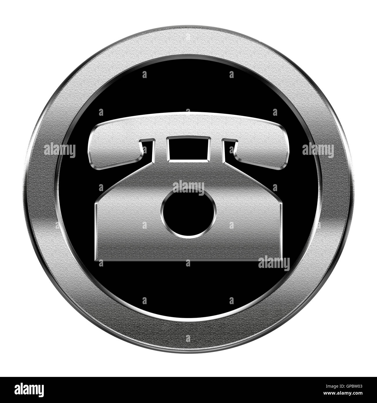 phone icon silver, isolated on white background Stock Photo - Alamy