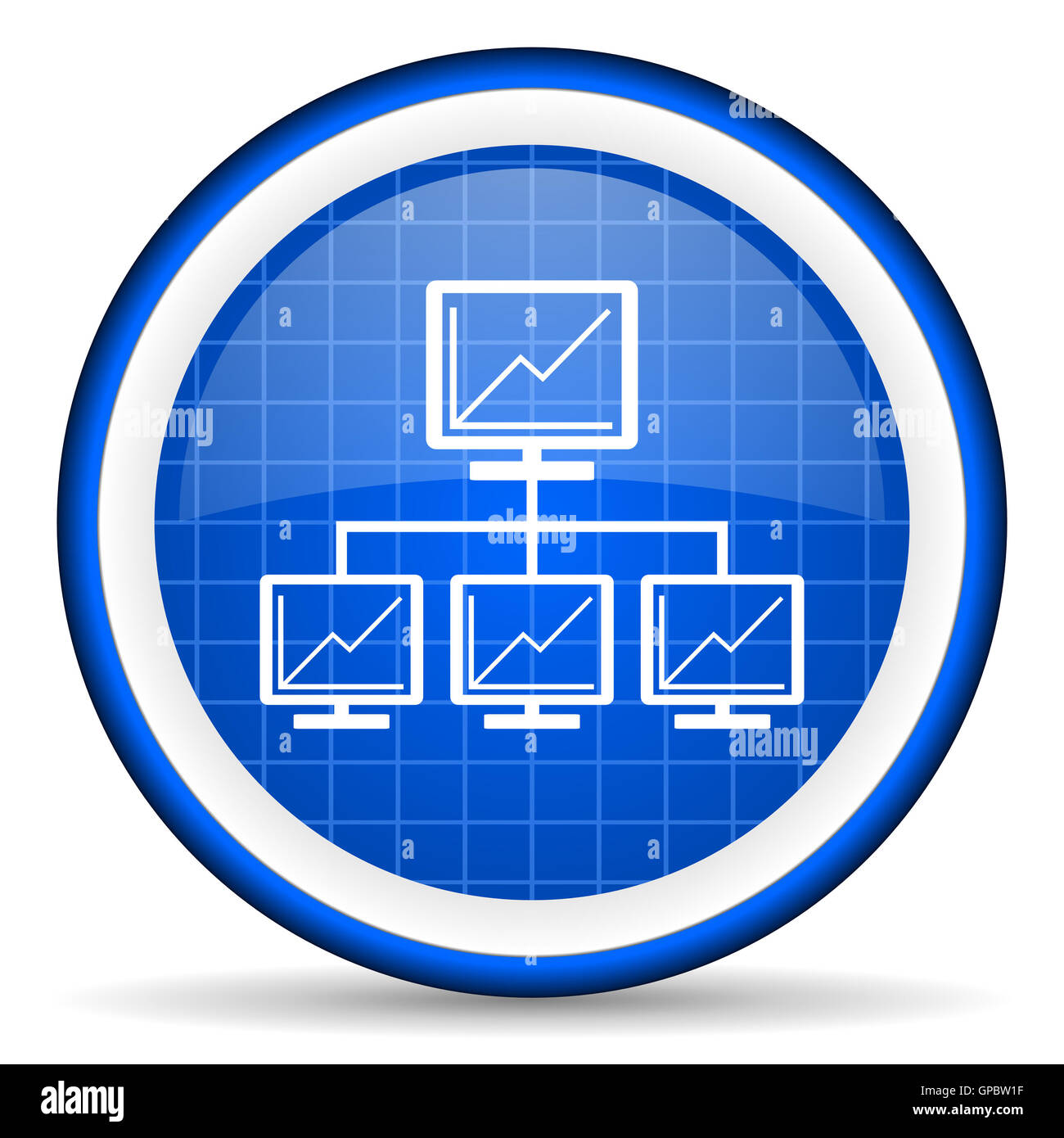 network blue glossy icon on white background Stock Photo - Alamy