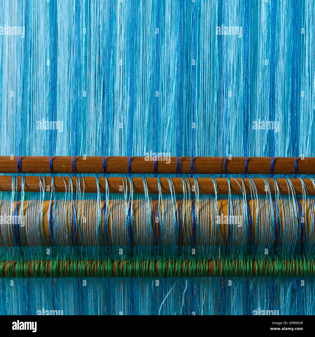 Handmade silk textile industry, silk scarf on a old machine Stock Photo ...