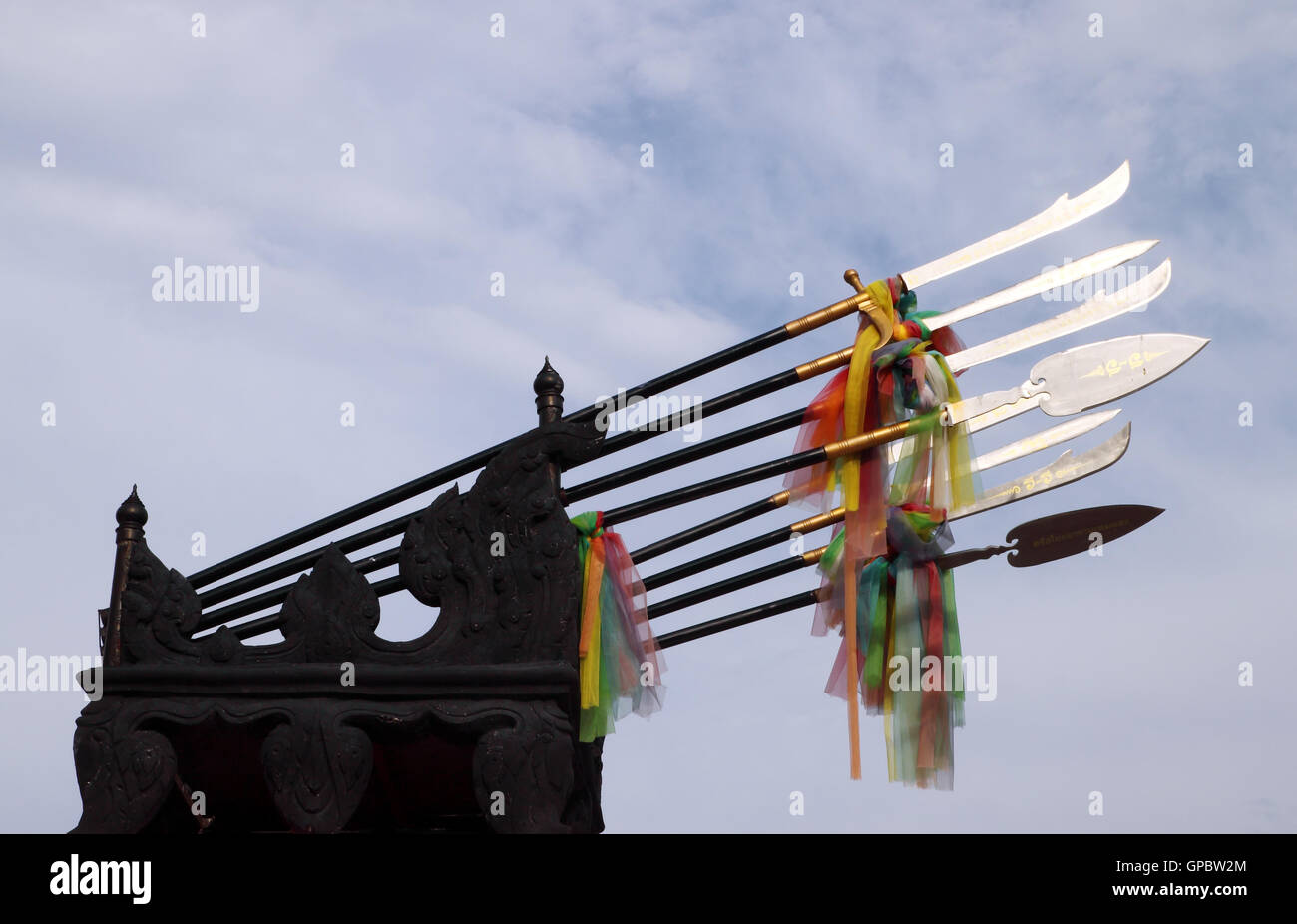 ancient weapon of the King (THAILAND) on sky blackground Stock Photo ...
