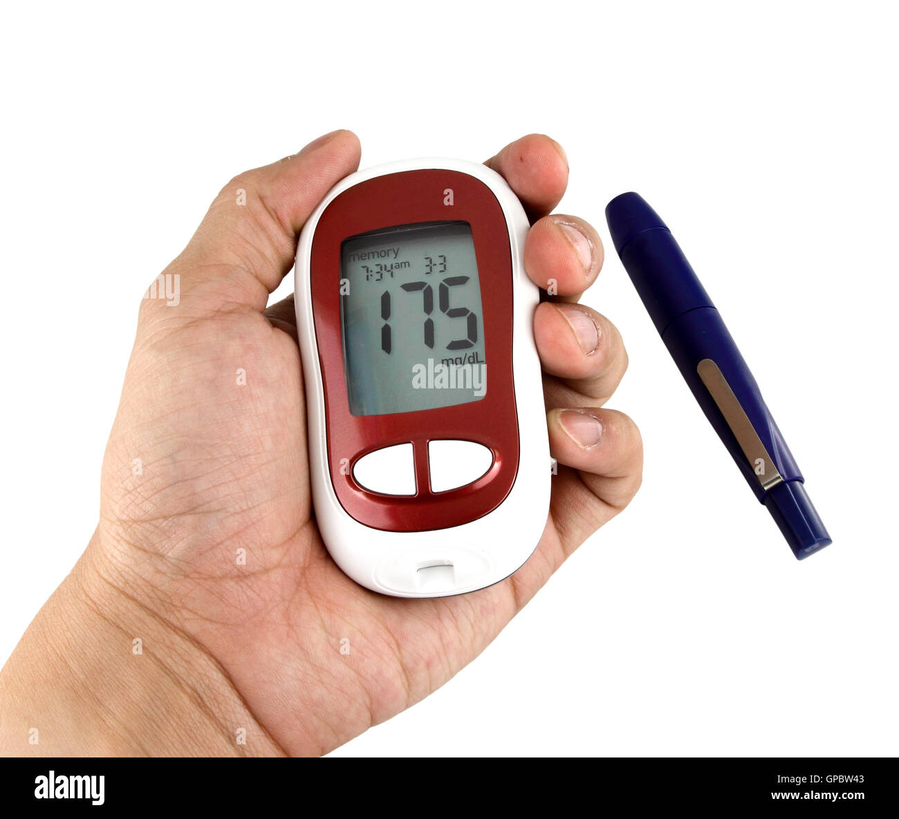 Glucometer showing a bad result in the display Stock Photo - Alamy