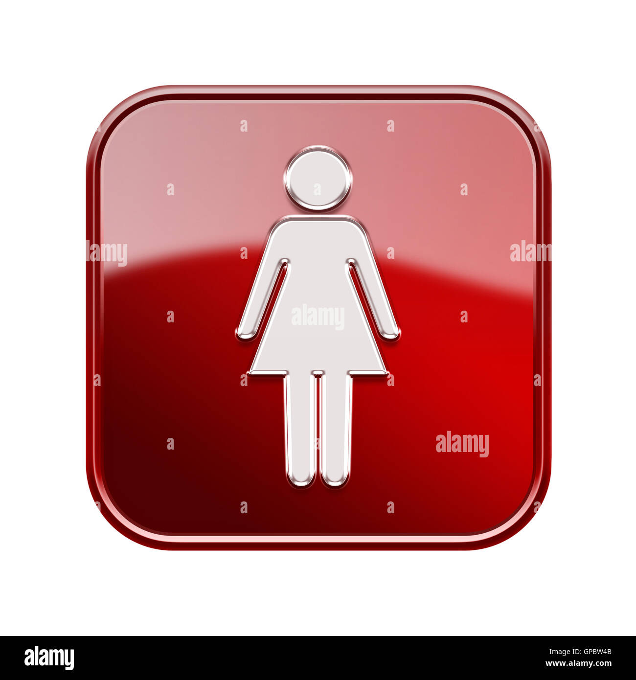 woman icon glossy red, isolated on white background Stock Photo - Alamy