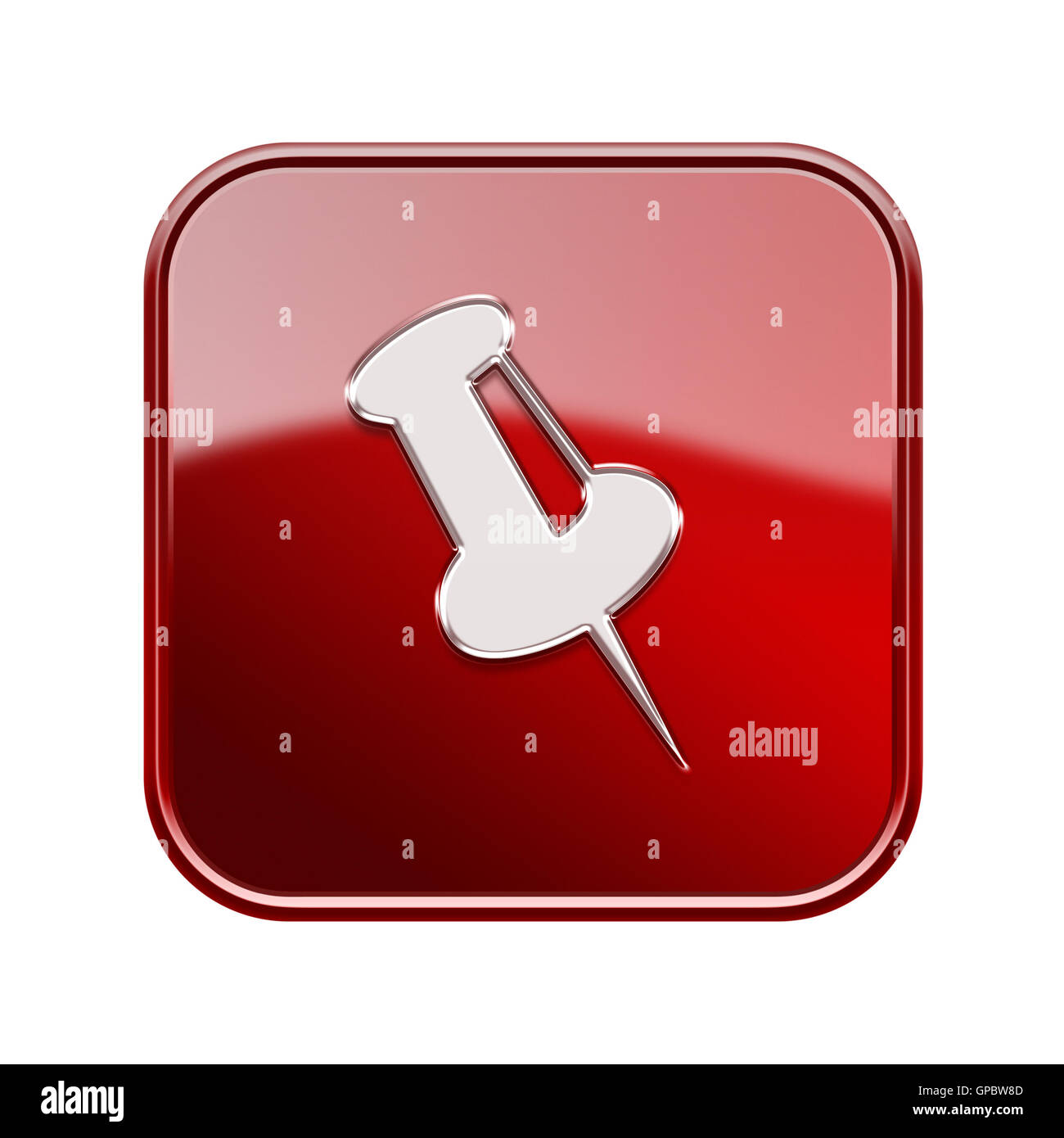 thumbtack icon glossy red, isolated on white background Stock Photo - Alamy