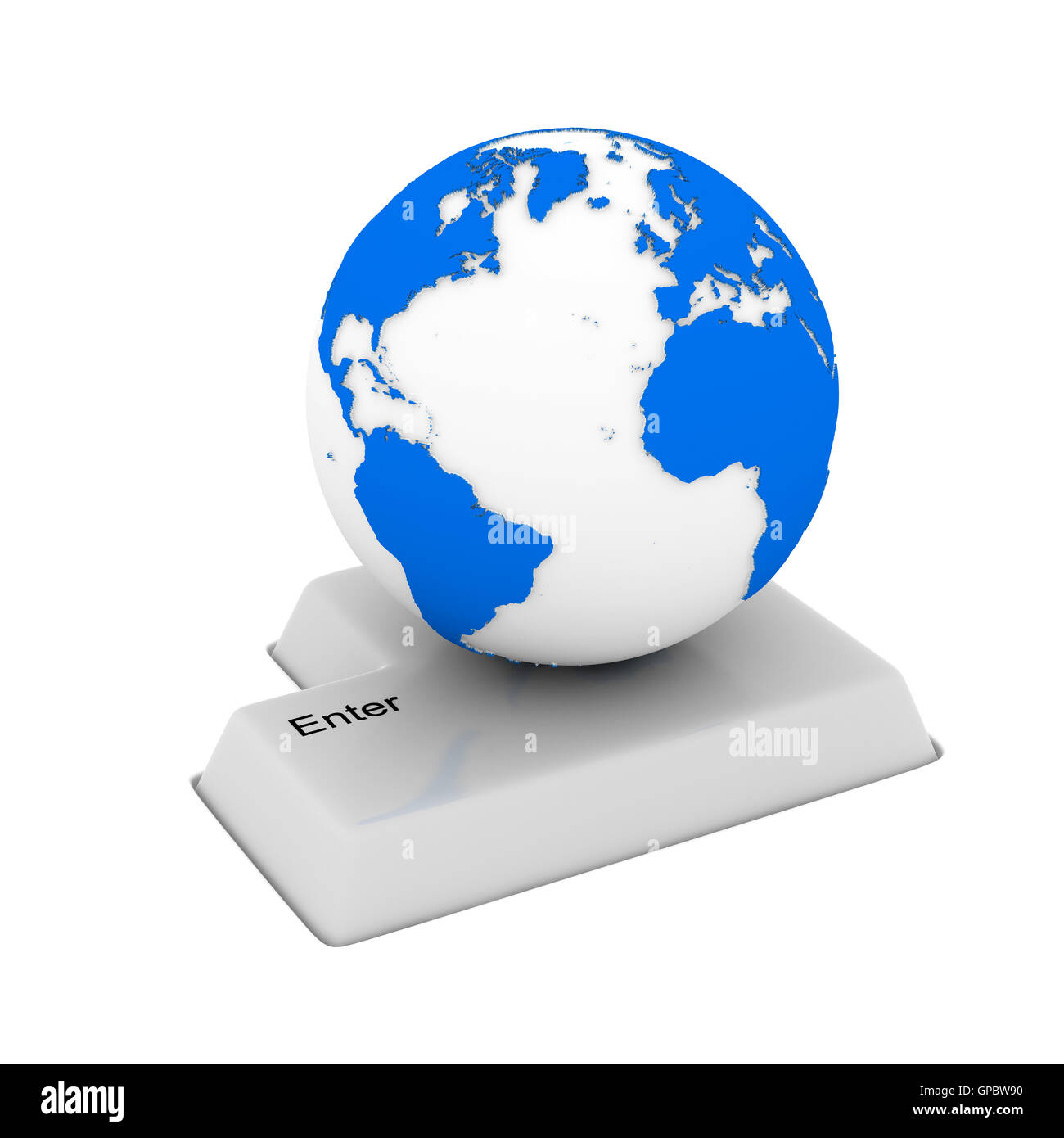 button and globe on white background. Isolated 3D image Stock Photo - Alamy