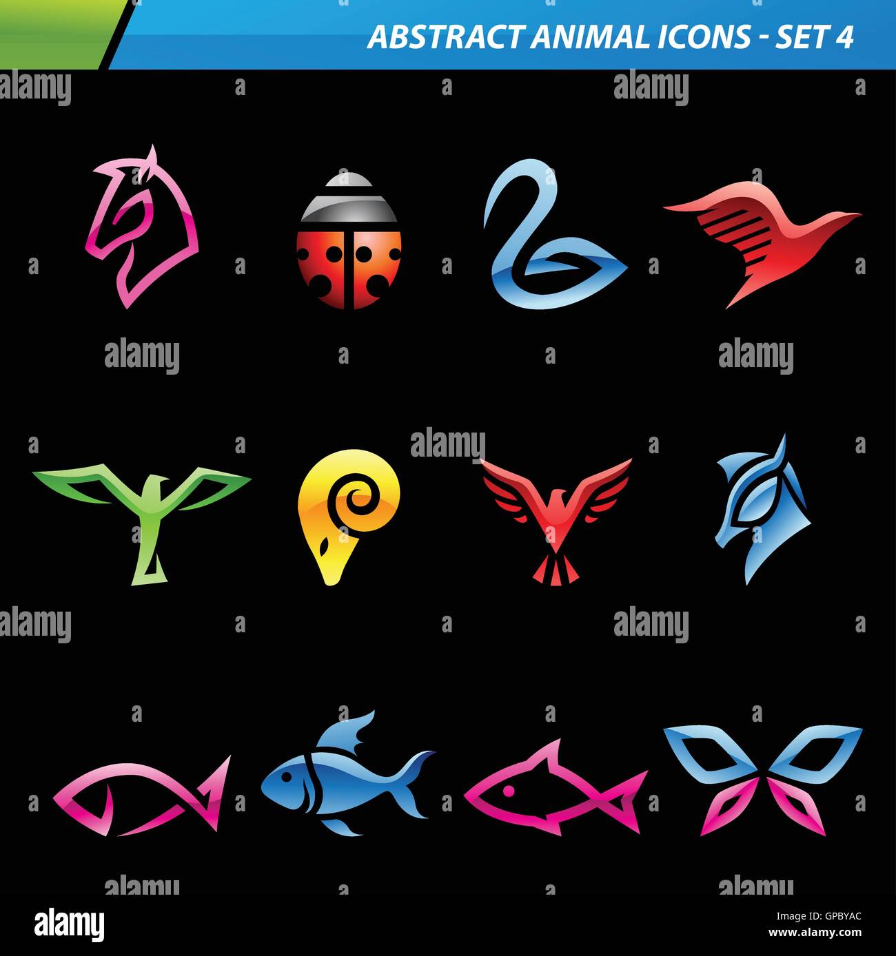 Vector illustration of colorful abstract animal icons Stock Vector ...