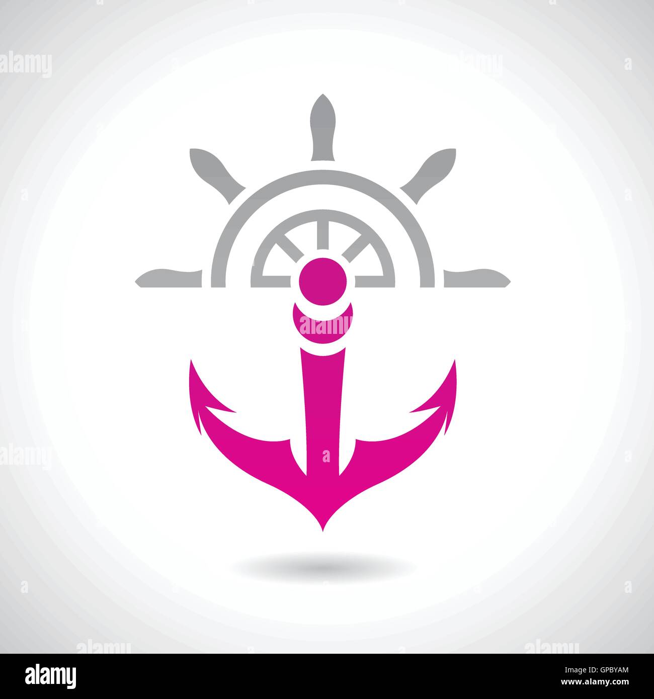 Vector Illustration of an Anchor and Rudder Icon isolated on a white ...