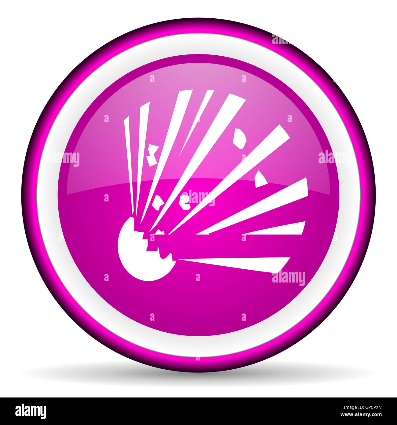 bomb violet glossy icon on white background Stock Photo - Alamy