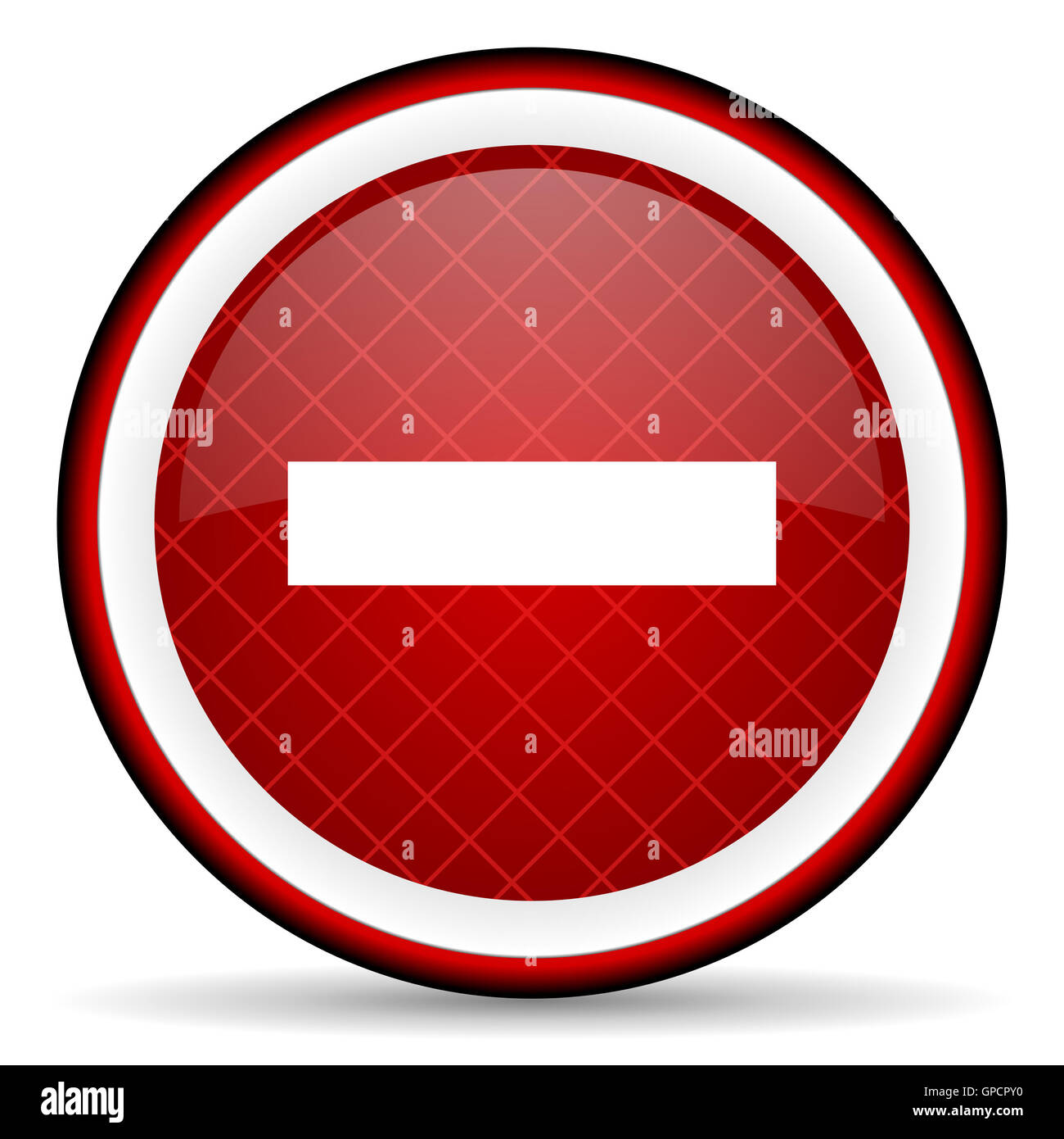 minus red glossy icon on white background Stock Photo - Alamy