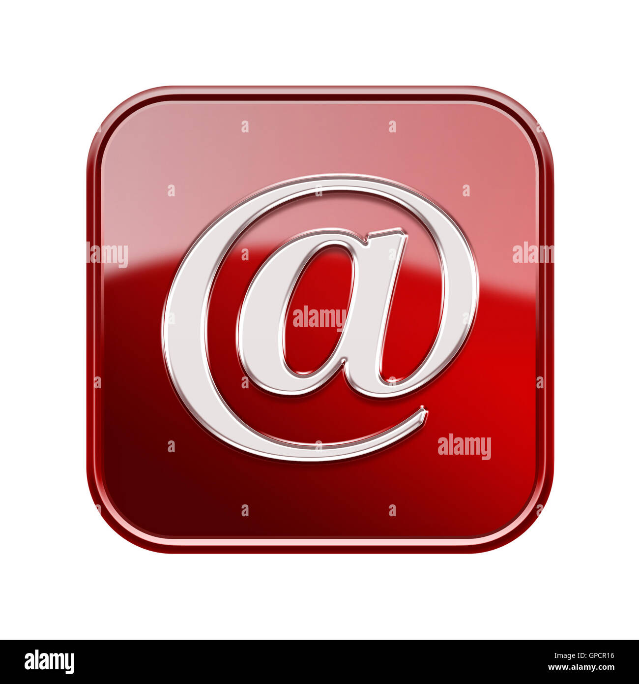 Email symbol icon glossy red, isolated on white background Stock Photo ...