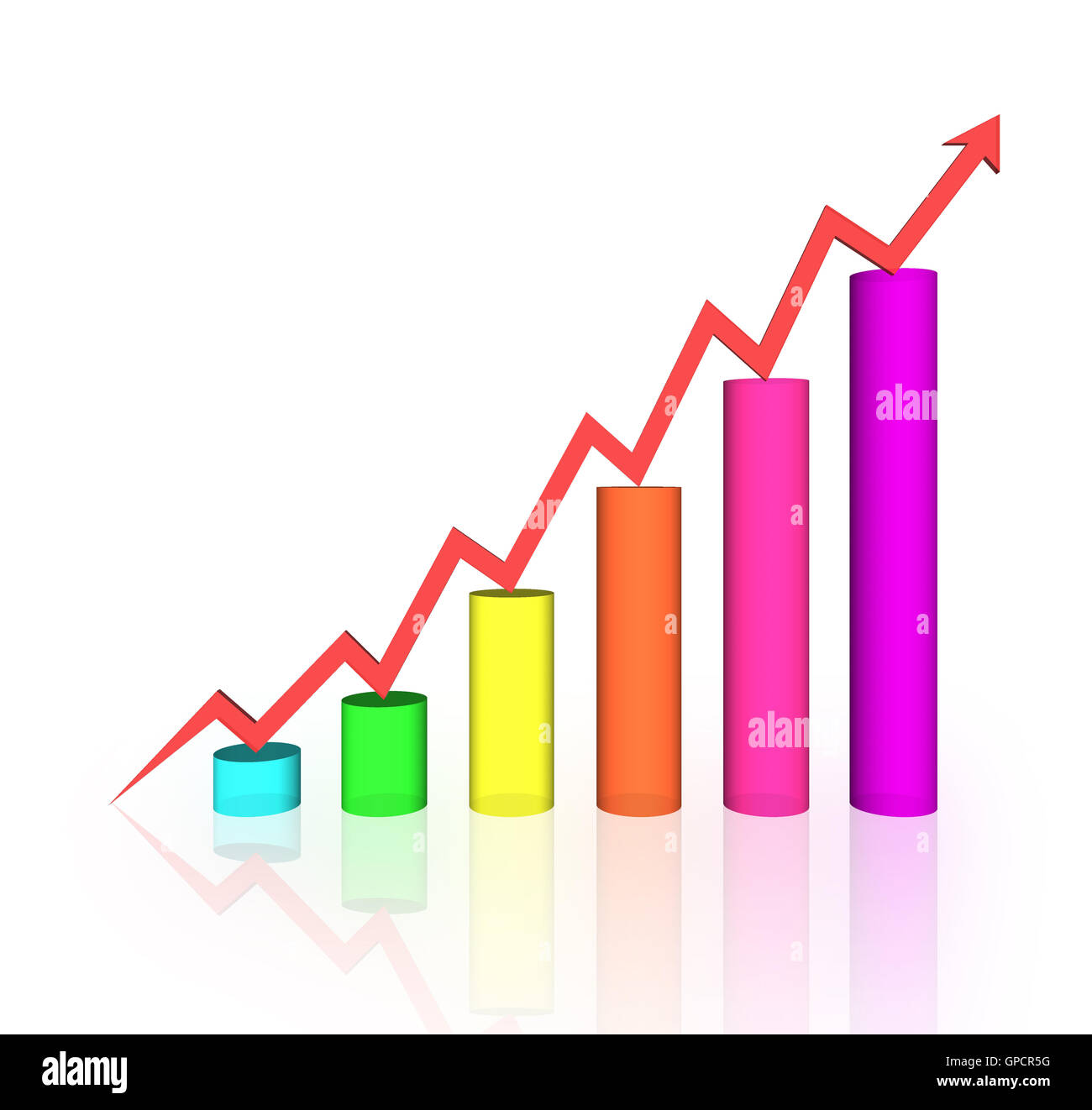 3d bar graph with arrow Stock Photo - Alamy
