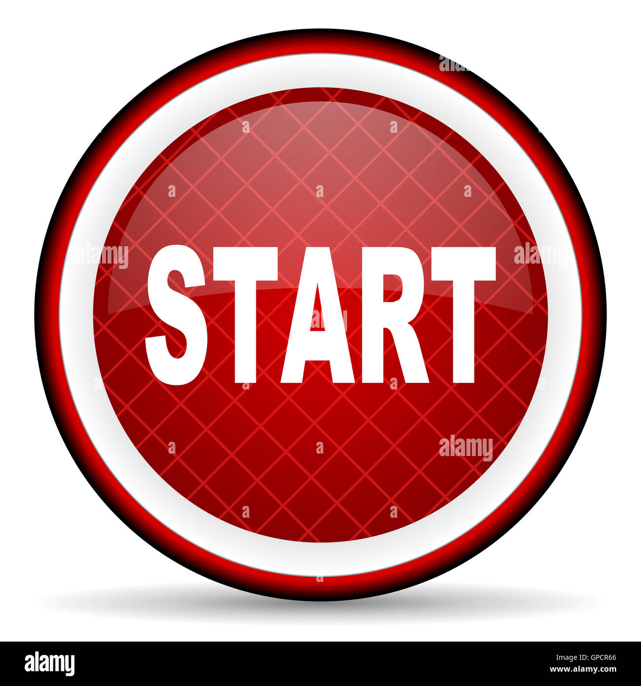 start red glossy icon on white background Stock Photo - Alamy