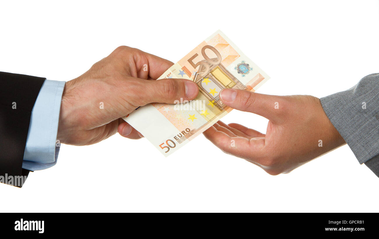 Man giving 50 euro to a woman hi-res stock photography and images - Alamy