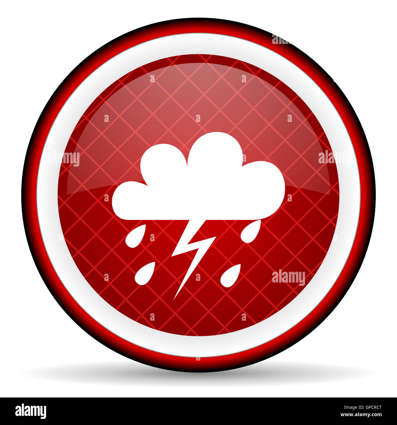 weather red glossy icon on white background Stock Photo - Alamy