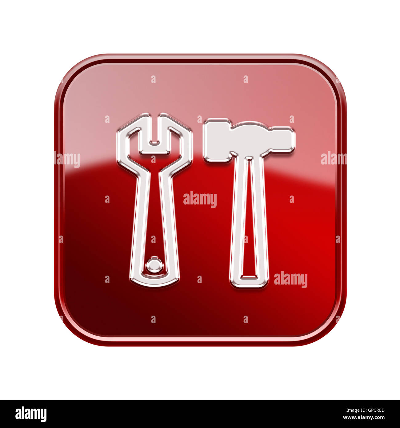 Tools icon glossy red, isolated on white background Stock Photo - Alamy