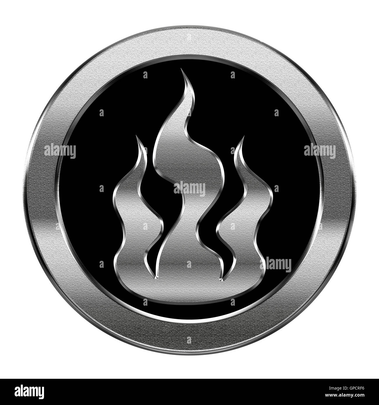 Industry warning sign silver, isolated on white background Stock Photo ...