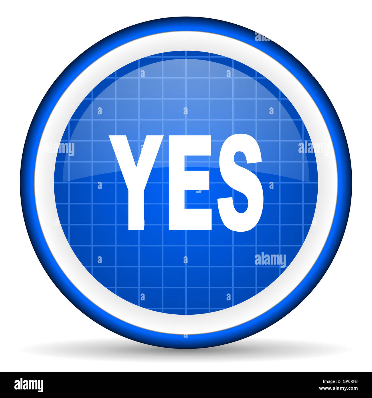 yes blue glossy icon on white background Stock Photo - Alamy