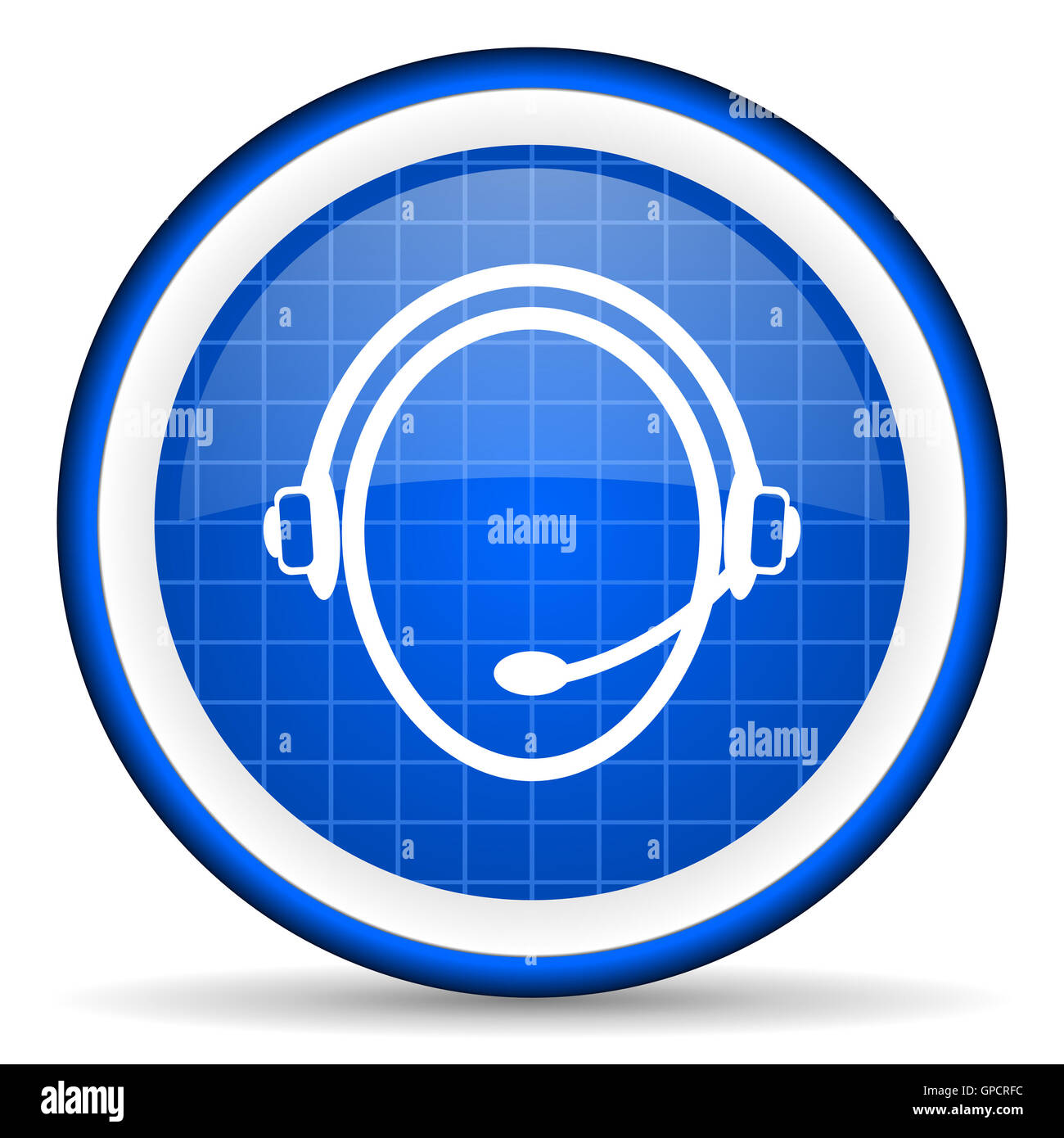 customer service blue glossy icon on white background Stock Photo - Alamy