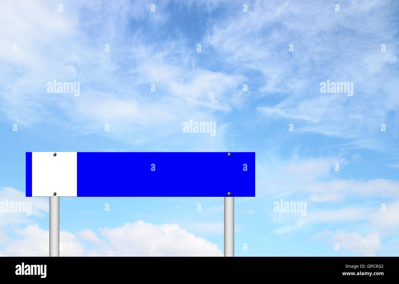 blue sign with blue sky Stock Photo - Alamy