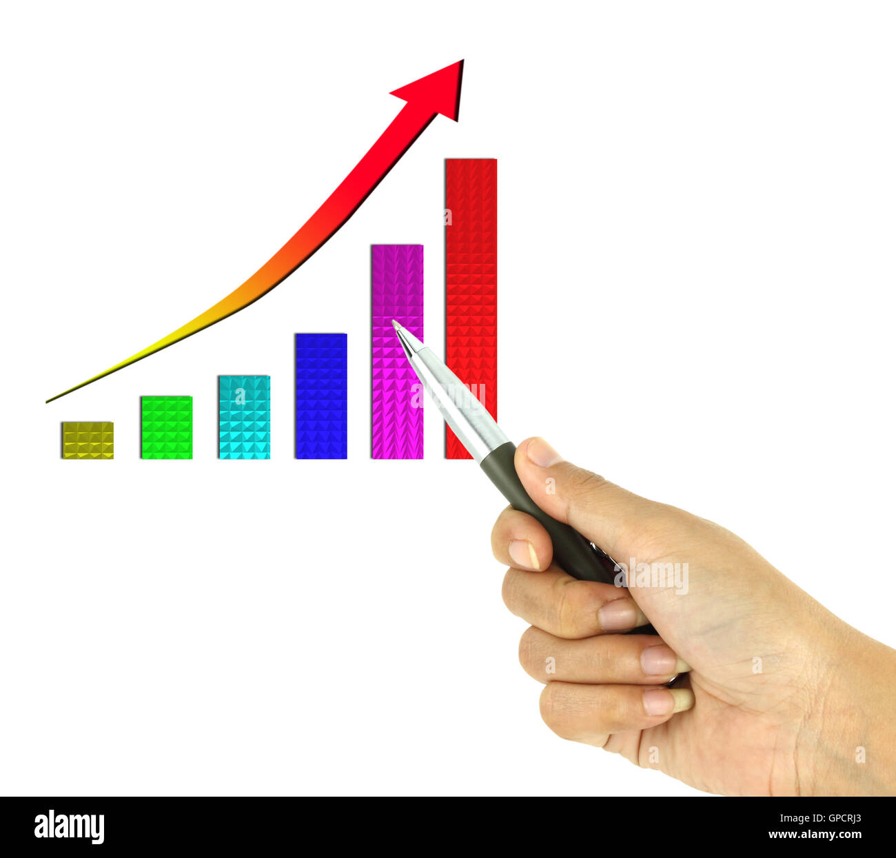 hand pointer a graph on white background Stock Photo - Alamy