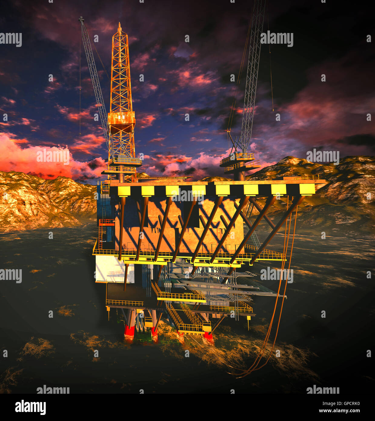 Oil rig platform Stock Photo - Alamy