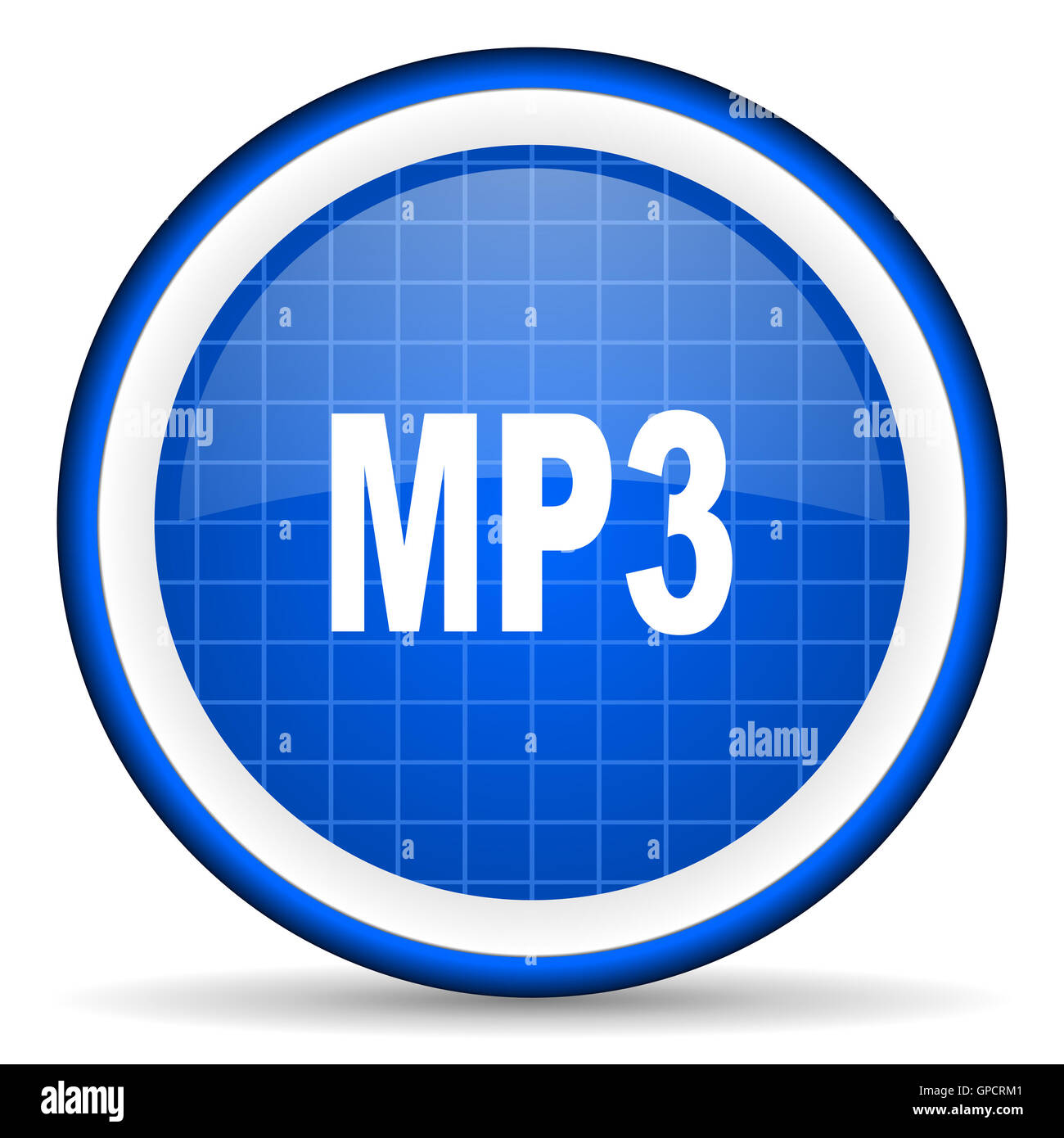 mp3 blue glossy icon on white background Stock Photo - Alamy