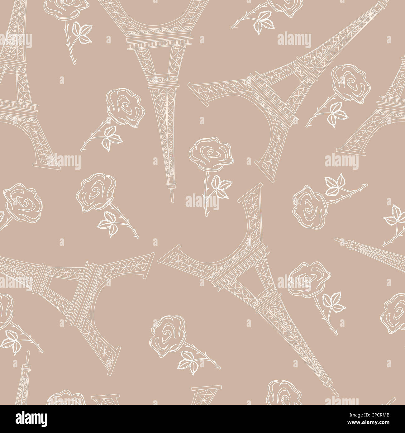 seamless brown pattern with eiffel tower Stock Photo - Alamy