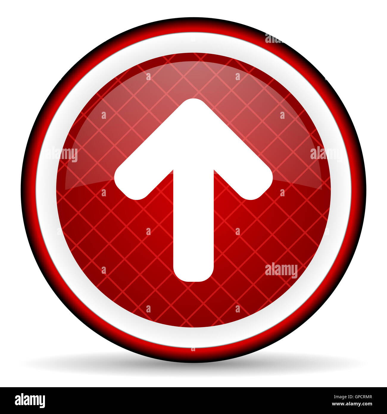 arrow up red glossy icon on white background Stock Photo - Alamy