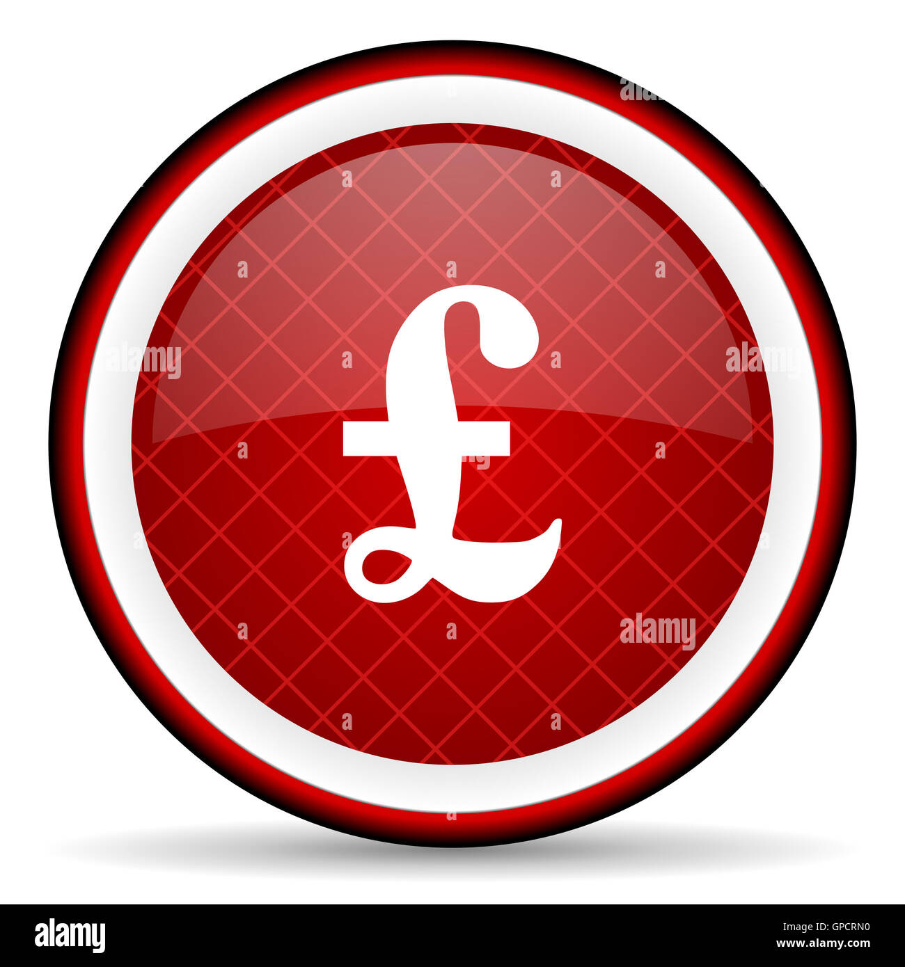 pound red glossy icon on white background Stock Photo - Alamy