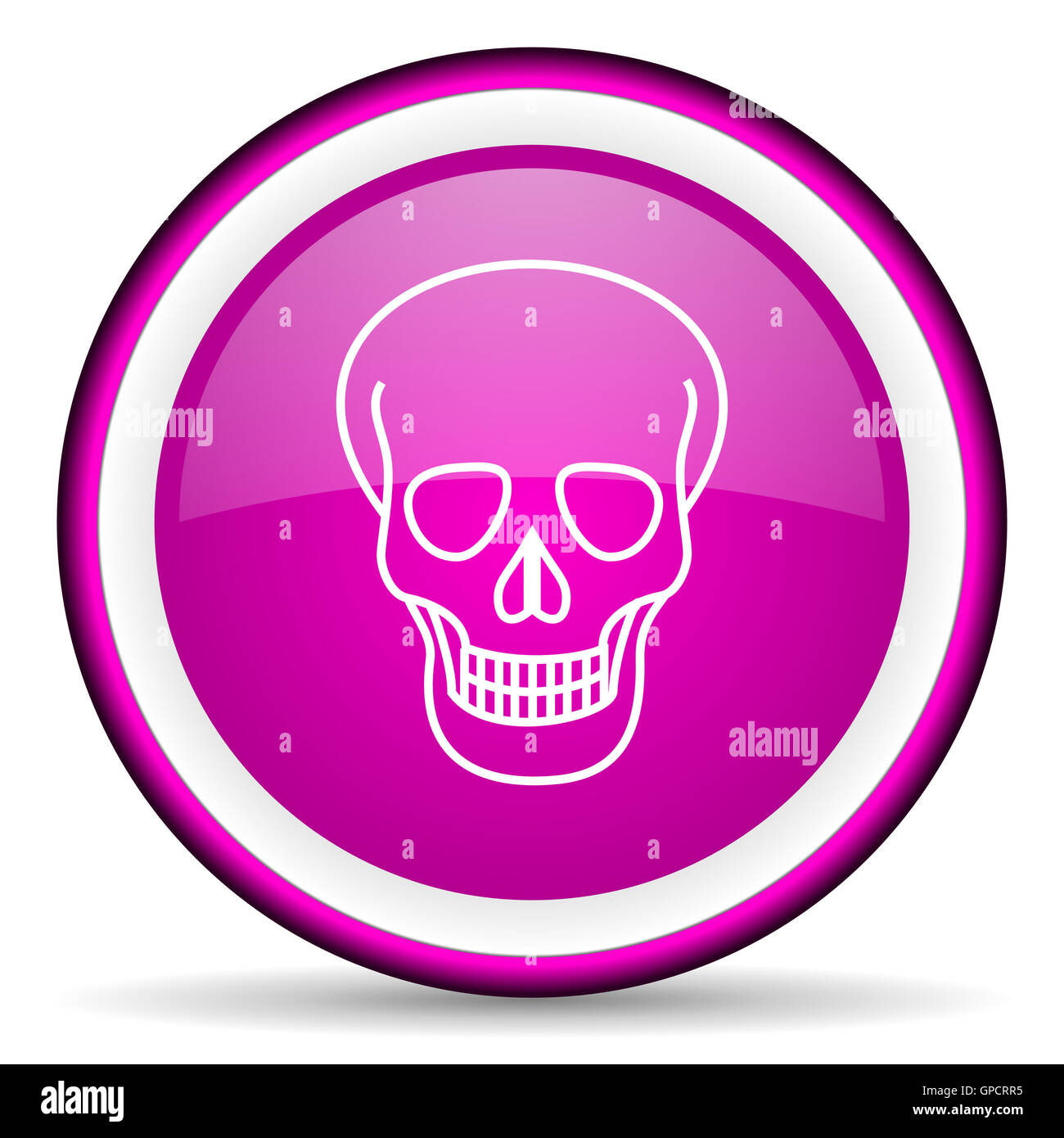 skull violet glossy icon on white background Stock Photo - Alamy
