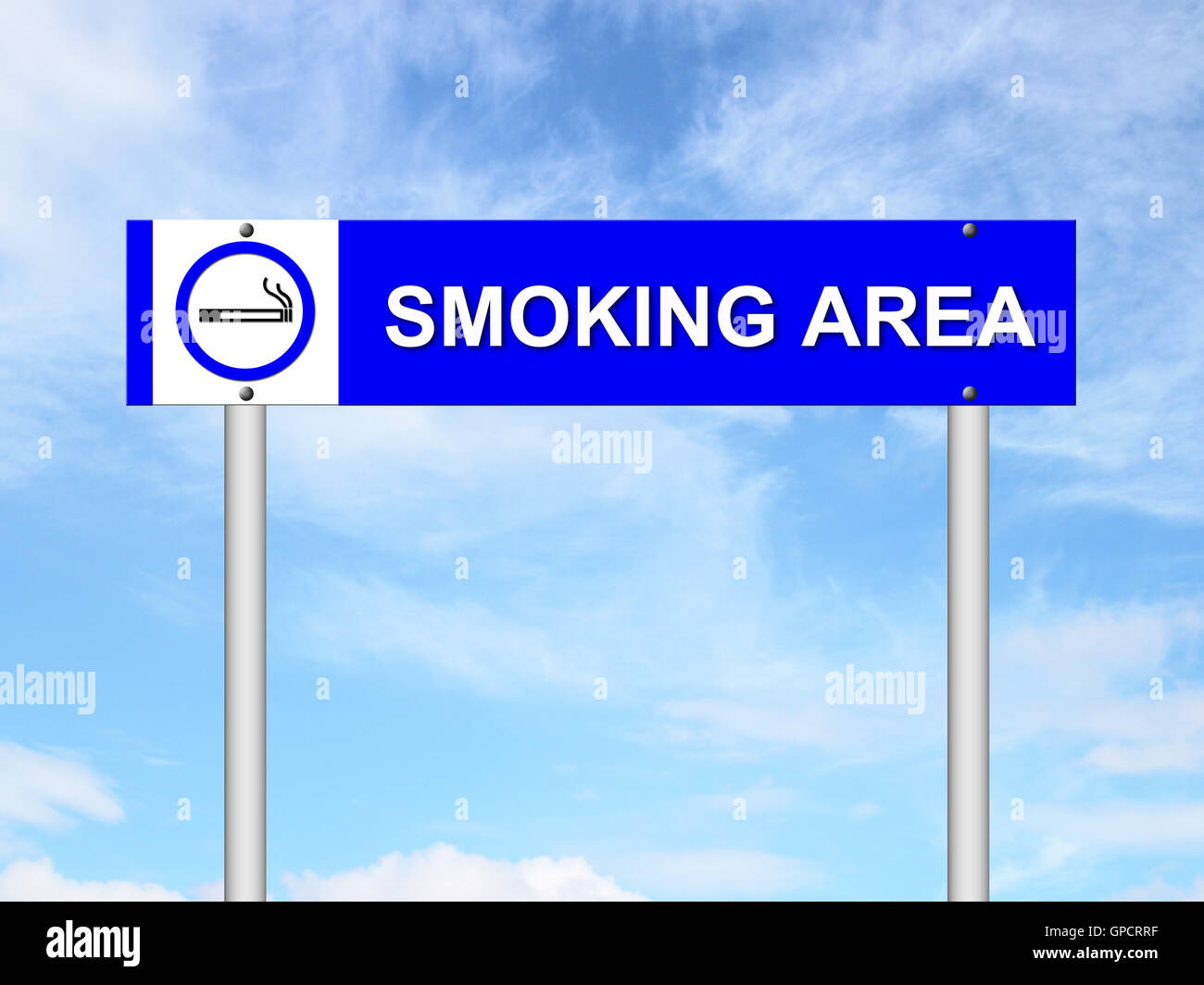 smoking area sign with blue sky Stock Photo - Alamy