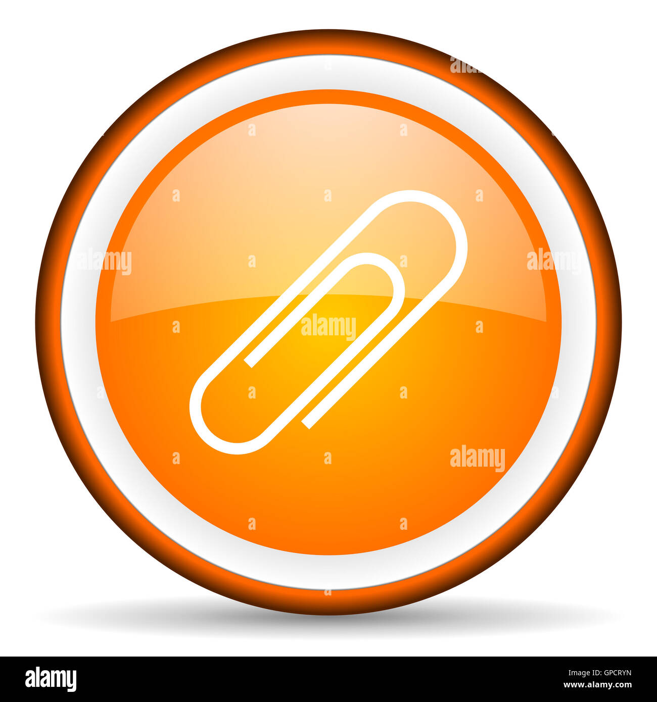paper clip orange glossy circle icon on white background Stock Photo ...