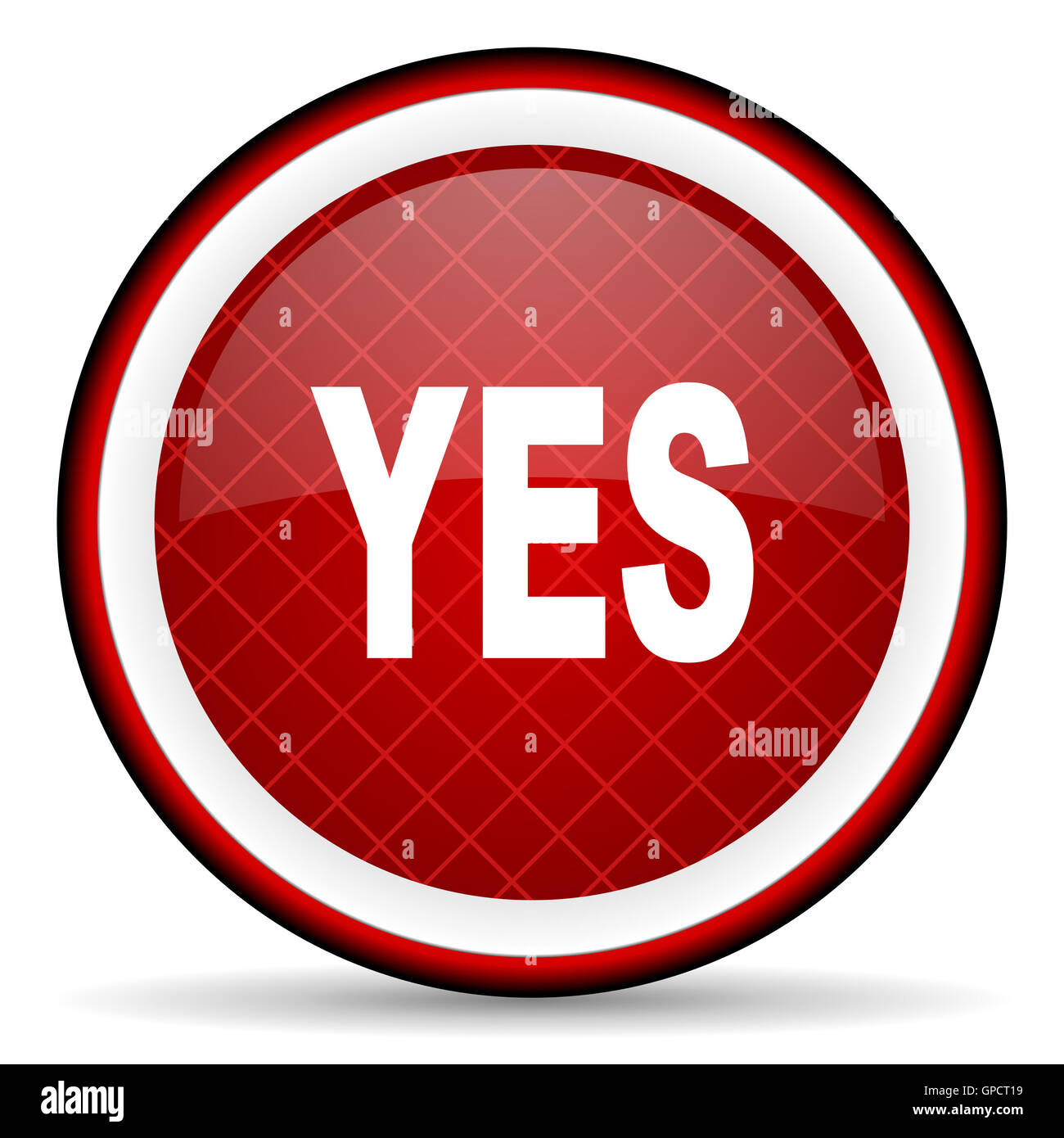 yes red glossy icon on white background Stock Photo - Alamy