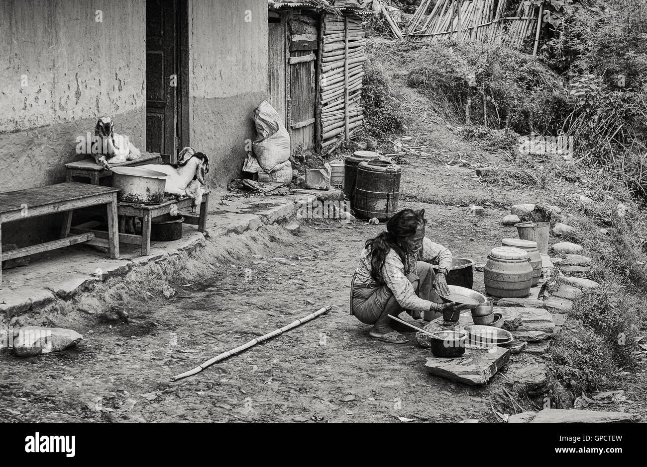 Village cleaning woman hi-res stock photography and images - Alamy