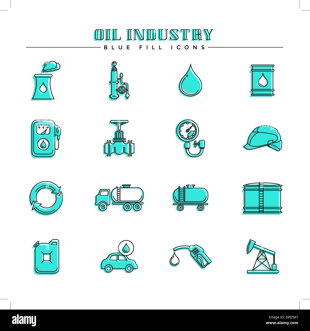 Oil industry and energy, blue fill icons set Stock Vector Image & Art ...