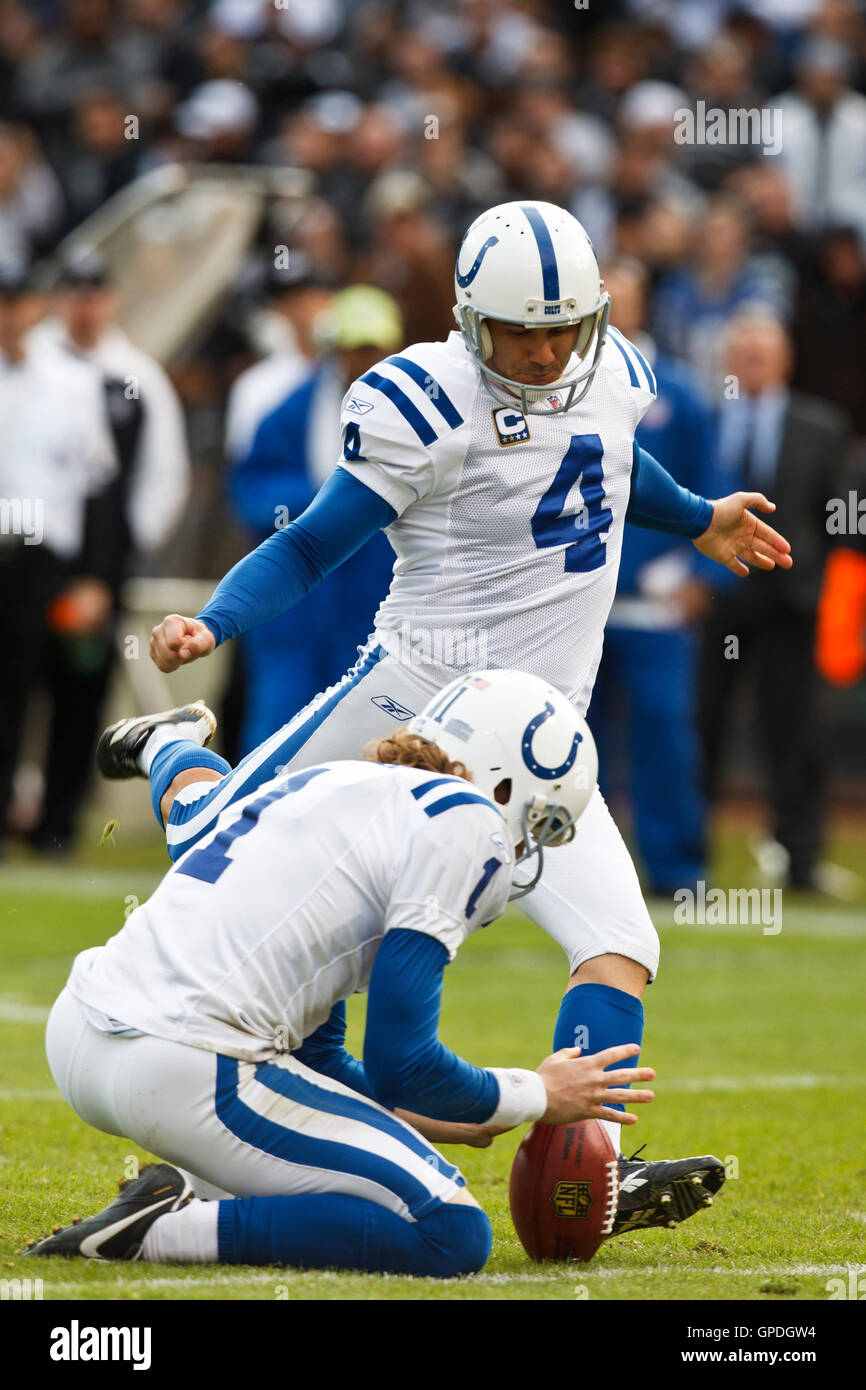 December 26, 2010; Oakland, CA, USA; Indianapolis Colts place kicker ...