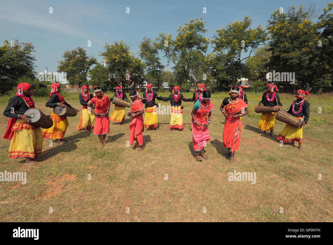 Muria adivasi tribe tribal dance dancer dancing, Jagdalpur, Bastar ...