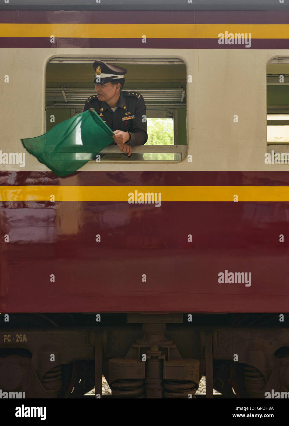 Train conductor flag hi-res stock photography and images - Alamy