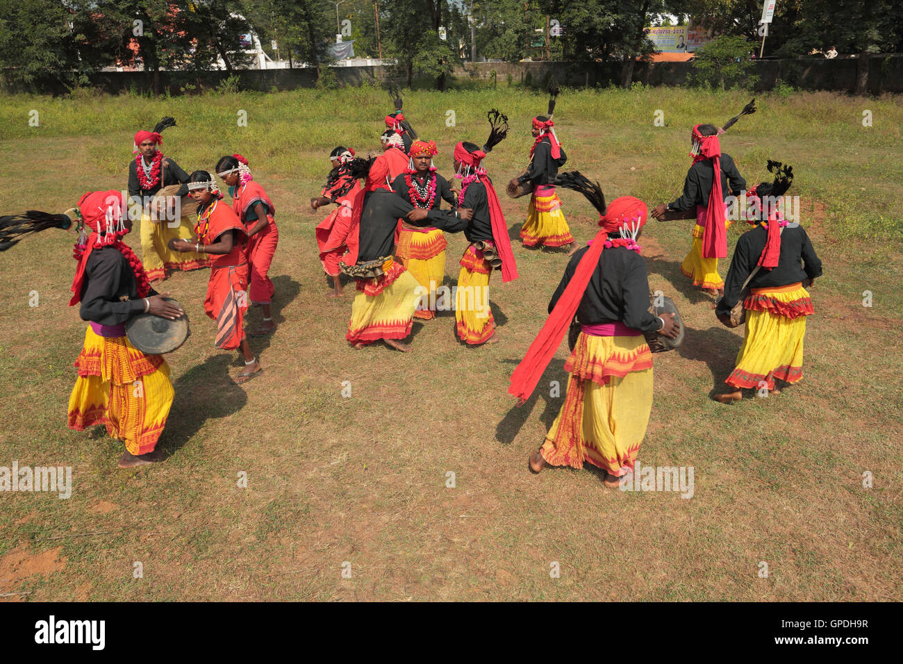 Muria adivasi tribe tribal dance dancer dancing, Jagdalpur, Bastar ...
