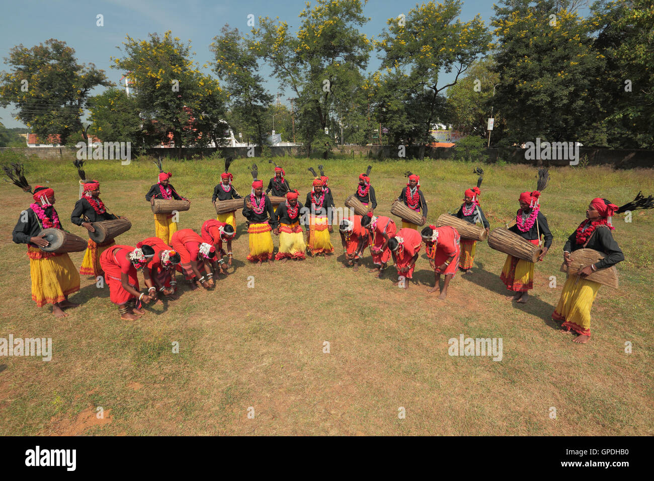 Muria adivasi tribe tribal dance dancer dancing, Jagdalpur, Bastar ...
